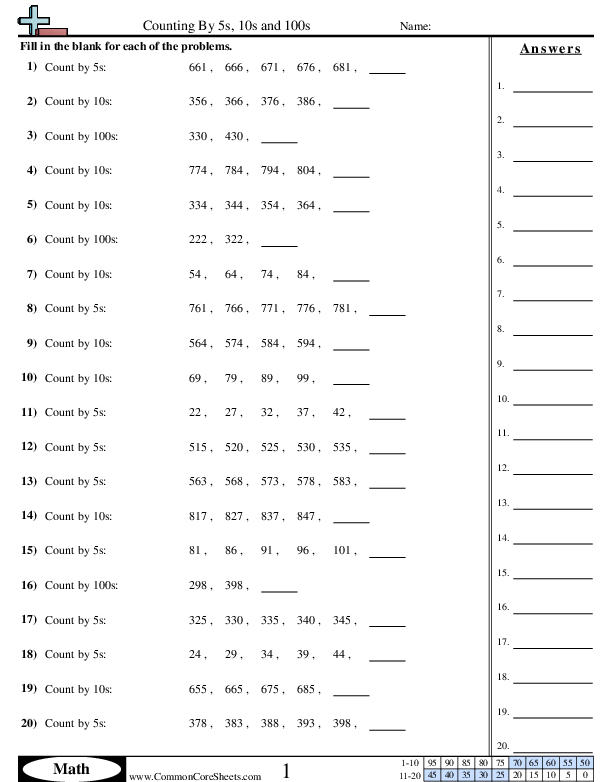 Skip Counting (10s 100s) Worksheet | Free - CommonCoreSheets