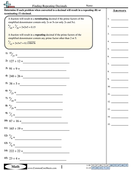 Decimal Worksheets | Free - CommonCoreSheets