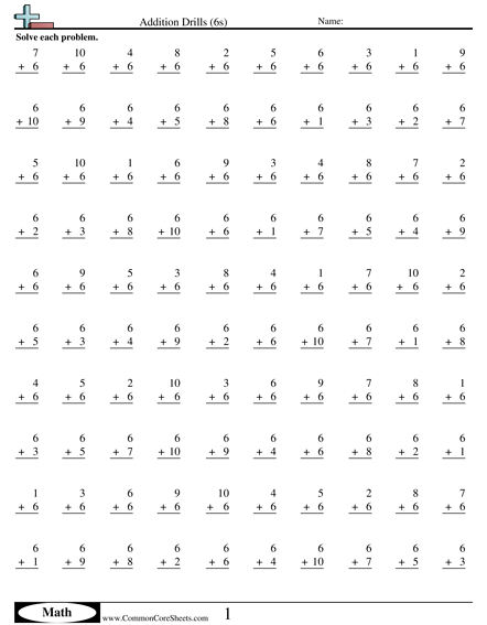 Addition Worksheets | Free - CommonCoreSheets