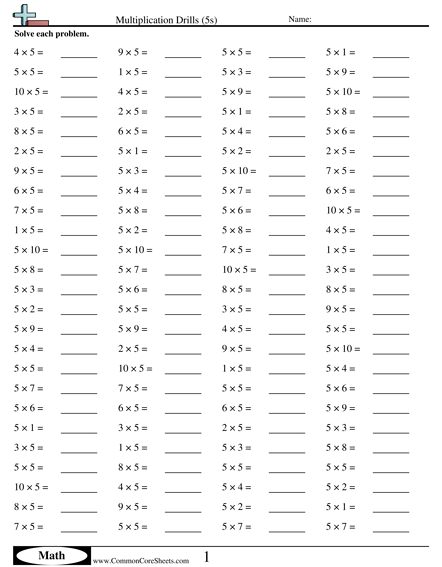 5s (horizontal) Worksheet | Free - CommonCoreSheets
