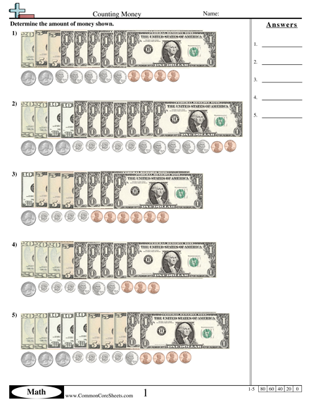 Counting Money (with change) Worksheet | Free - CommonCoreSheets