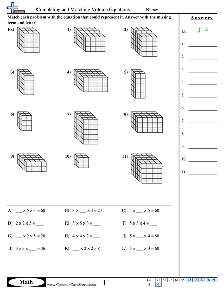 Volume Worksheets | Free - CommonCoreSheets